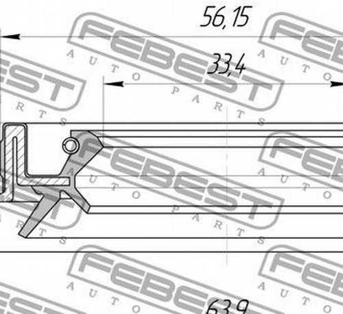 Сальник передней полуоси 33.4x56.15x8.9x16.35
