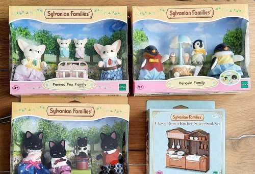 Sylvanian Families лисички,черные коты,пингвины