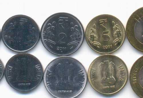 Индия. Набор 5 монет со знаком рупии. Новые, анц