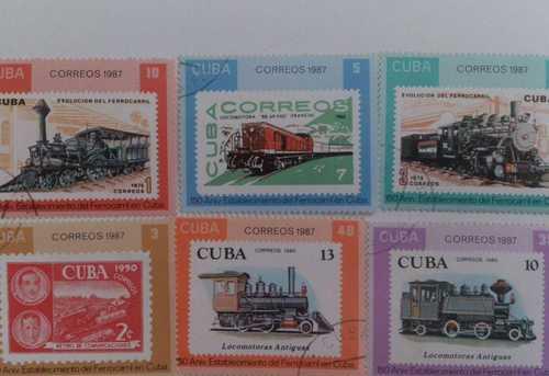 Марки-cuba correos 1987,establecimiento del ferroc