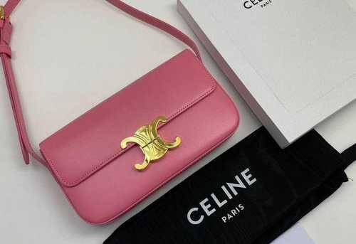 Красивая сумка Celine Triopmhe розовая теленок
