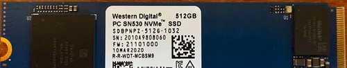 Western digital pc sn530 512g SSD M.2