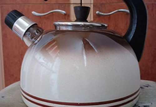 Чайник эмалированный со свистком бу