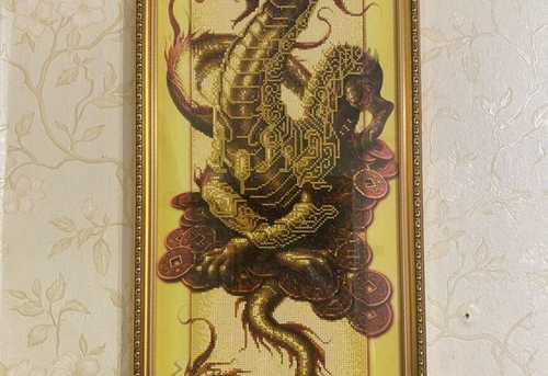 Денежный дракон картина ручной работы