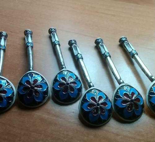 Серебряные ложки,эмаль,84проба