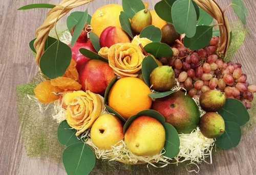 Цветочно-фруктовые ящики, корзины, съедобные фрукт