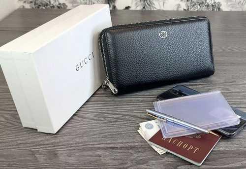 Мужской кожаный клатч кошелёк Gucci 2X lux новый