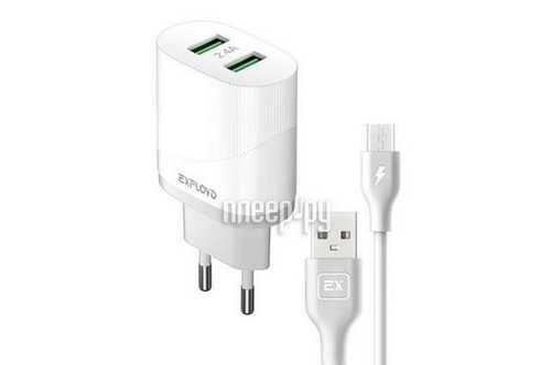 Exployd Easy 2хUSB - microusb 2.4A White EX-Z-1437