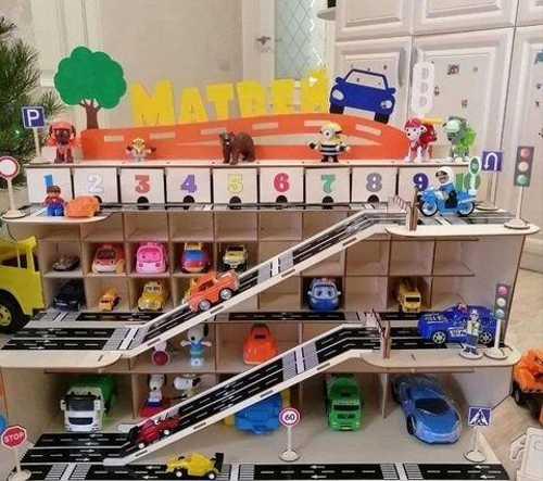 Детские гаражи для машинок из фанеры