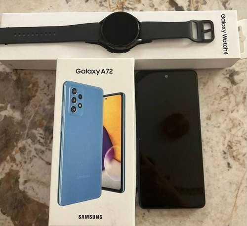 Комплект смартфон Samsung A72+galaxy watch 4