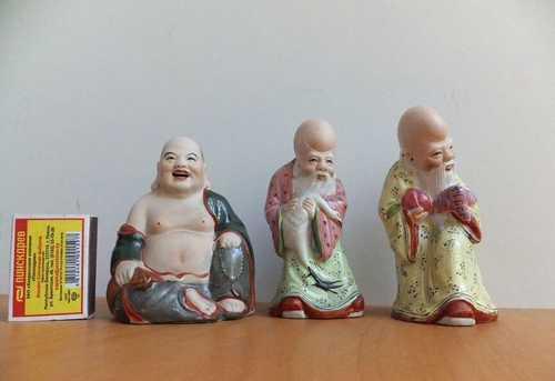 Старинные Китайские Статуэтки Старики Хотей
