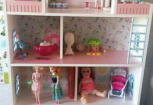 Кукольный домик-стеллаж с 4 ящиками