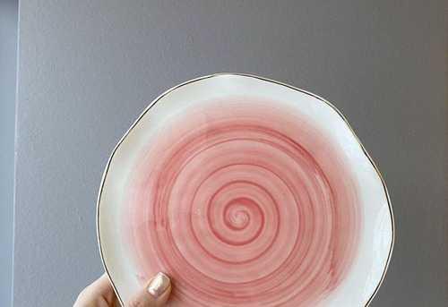 Тарелка плоская, керамика, розовая