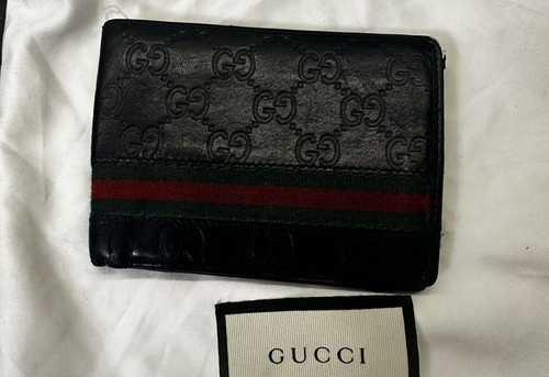 Кошелек черный Gucci кожа GG оригинал