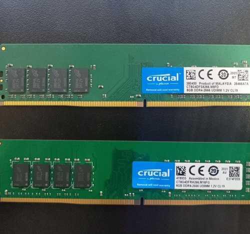 Оперативная память Crucial 2666Mgz DDR4 16Gb 2x8Gb