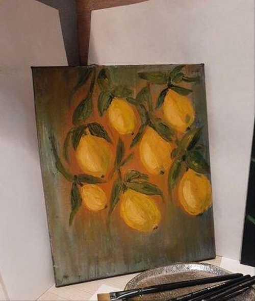 Картина маслом на холсте Лимоны