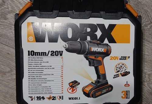 Новый шуруповерт Worx 20v 2х2ah