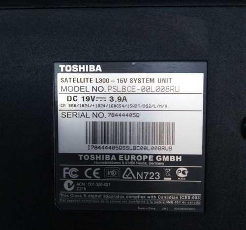 Ноутбук Toshiba satellite L300-15V System Unit