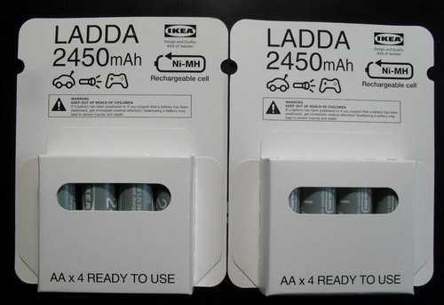 Аккумуляторные батарейки аа Ладда Икеа 1.2 в 2450