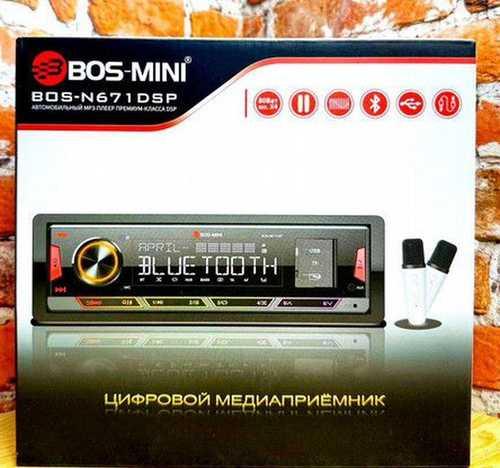 Магнитола 1din BOS-mini Bos-N671DSP с микрофоном