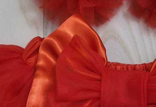 Фатиновая юбка юбочка красный бант заколки