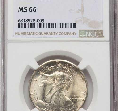 50 центов США 1945-D серебро, мс-66 NGC
