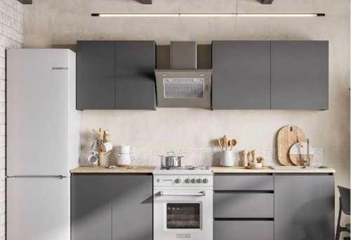 Кухня графит 2,0 м готовый комплект стиль минимали
