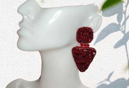 Серьги геометрические красные