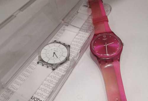 Часы женские swatch, белые, розовые
