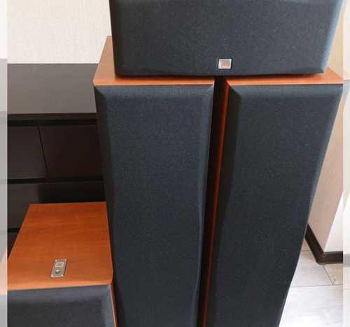 Акустические колонки JBL, ресивер Yamaha