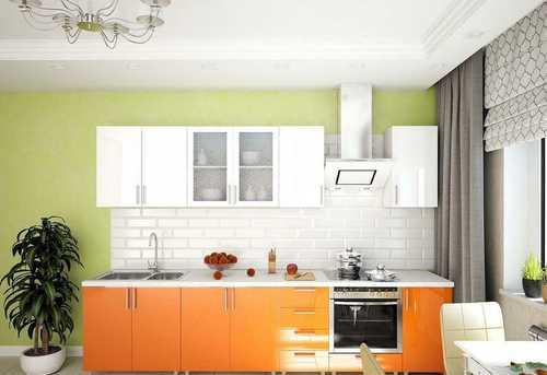 Модульная кухня Виктория (Белый глянец / оранженый