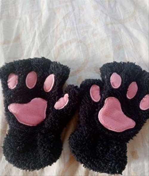 Перчатки митенки кошачьи лапки