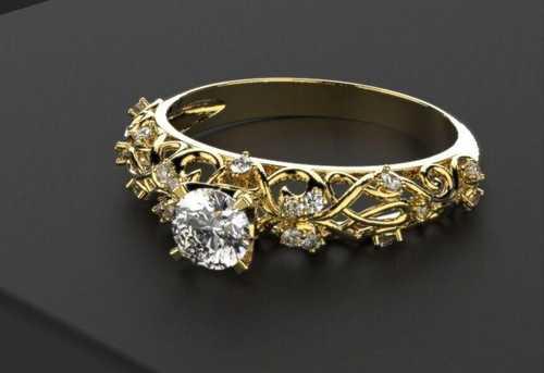 Кольцо золотое помолвочное с бриллиантом