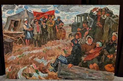 Картина «митинг», Худ. Луценко А.И. 1960-е гг СССР