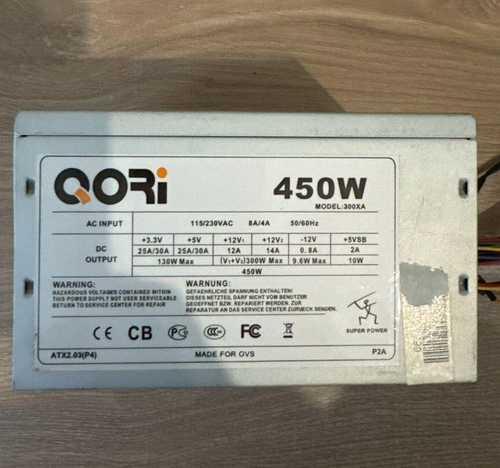 Блок питания qori на 450w для ретро пк