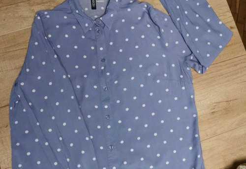 Женская сиреневая рубашка в горох H&M 40р
