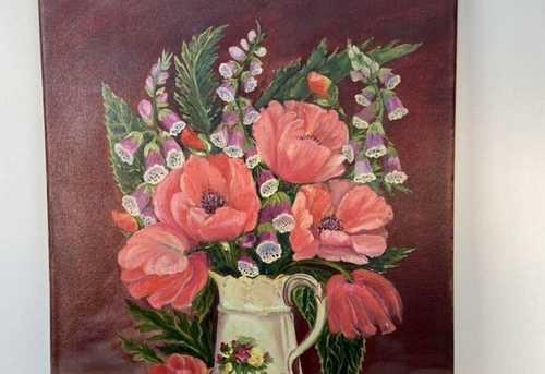 Картина маслом "Цветы" 40x50 на холсте «Маки»