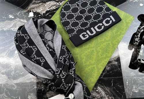 Мужской комплеки шапка, шарф Gucci