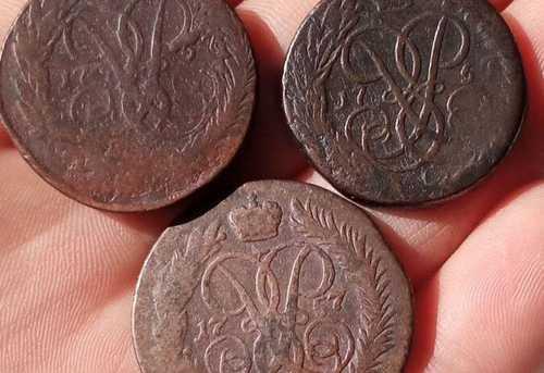 2 копейки Елизавета 1757 год 3 шт
