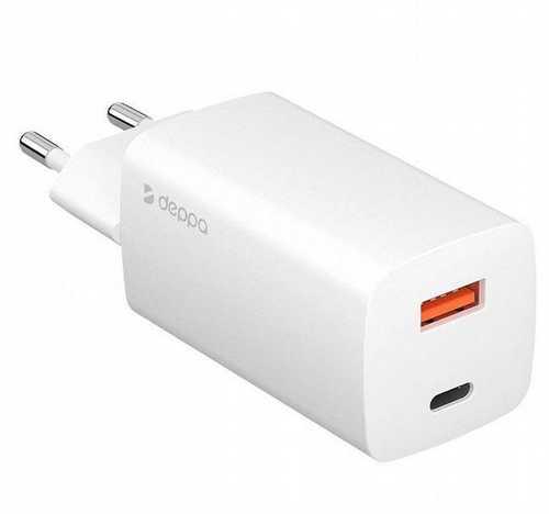 Сетевое зарядное устройство Deppa USB-A   USB-С 65W, GaN, белый