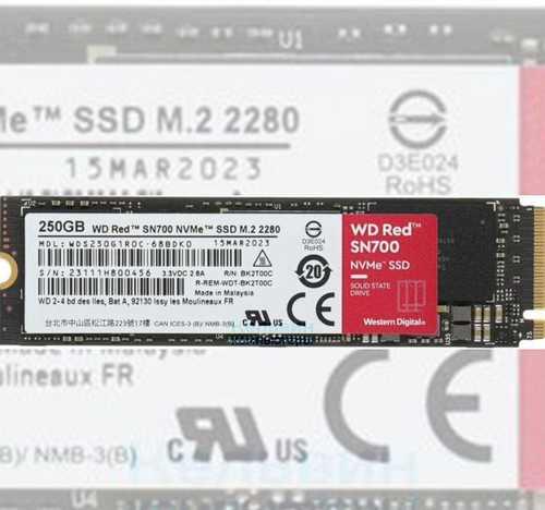 Western Digital Red SN700 PCIe 3.0 x4 M.2 2280 250GB NVMe (WDS250G1R0C)