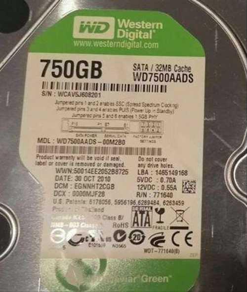 Жесткий диск western digital 750GB