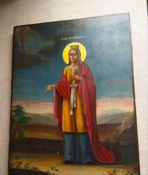 Икона старинная Святая Екатерина. 19век.Академия