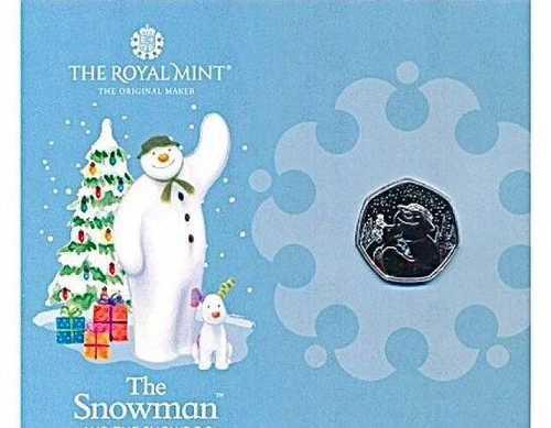 Памятная монета 50 пенсов Снеговик и Снежный пес