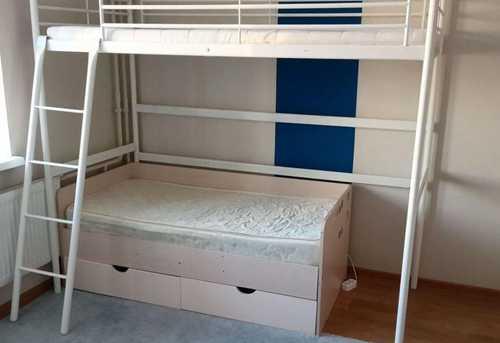 Кровать-чердак IKEA металлическая белая
