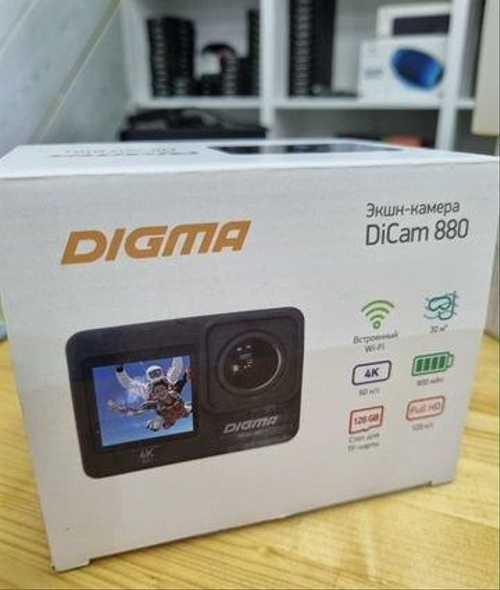 Экшн-камера Digma DiCam 880, UHD 4K 60к/c, Wi-Fi
