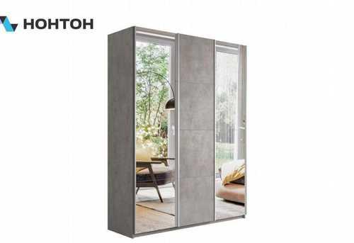 Шкаф-купе 3-х створчатый с зеркалами Прайм бетон
