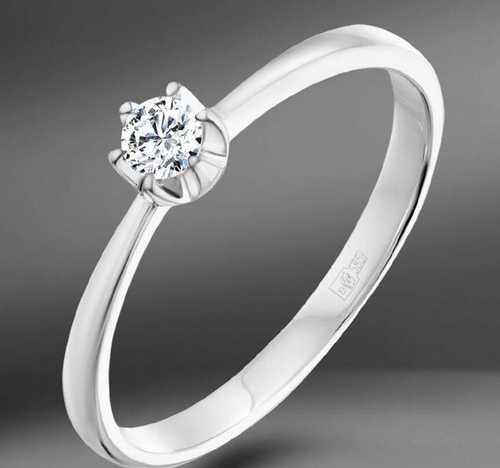 Золотое кольцо с бриллиантом 0.11Ct