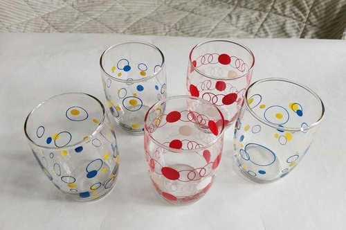 Стеклянные стаканы СССР с рисунком винтаж, 200 мл