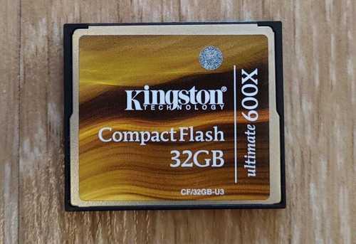Карта памяти CompactFlash 32gb, Kingston, 600x